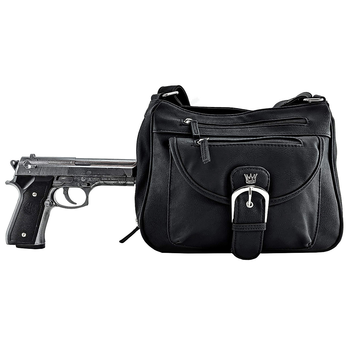 Purse King Pistol Concealed Carry Handbag (Black)