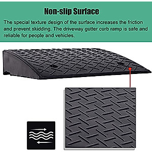 GUENZO Threshold Ramp, Heavy Duty Rubber Curb Ramp for Cars/Motorcycle/Wheelchair, Home/doorways/Garden Steps/driveways/Garage/Sheds Entry Ramp, 2/3/4/5 inch Rise (Size : 100x25x9cm)