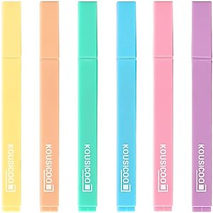 Aesthetic Cute Pastel Highlighters Set: 6 Assorted Colors Pens No Bleed Bible Markers Office Essentials Desk Accessories School Study Supplies Journal Planner Preppy Teen Girl Women Stuff Book