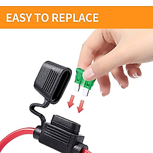 Tiooka Inline Fuse Holder 12 AWG 10 Pack Automotive Replacement Fuse Holder with 30A ATC/ATO Blade Fuse