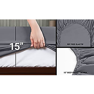 Utopia Bedding Queen Bed Sheets Set - 4 Piece Bedding - Brushed Microfiber - Shrinkage and Fade Resistant - Easy Care (Queen, Grey)