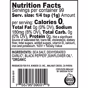 Kinder's Organic The Blend Seasoning (Salt, Pepper and Garlic), Premium Quality Seasoning, MSG Free and USDA Certified Organic, 3.5oz