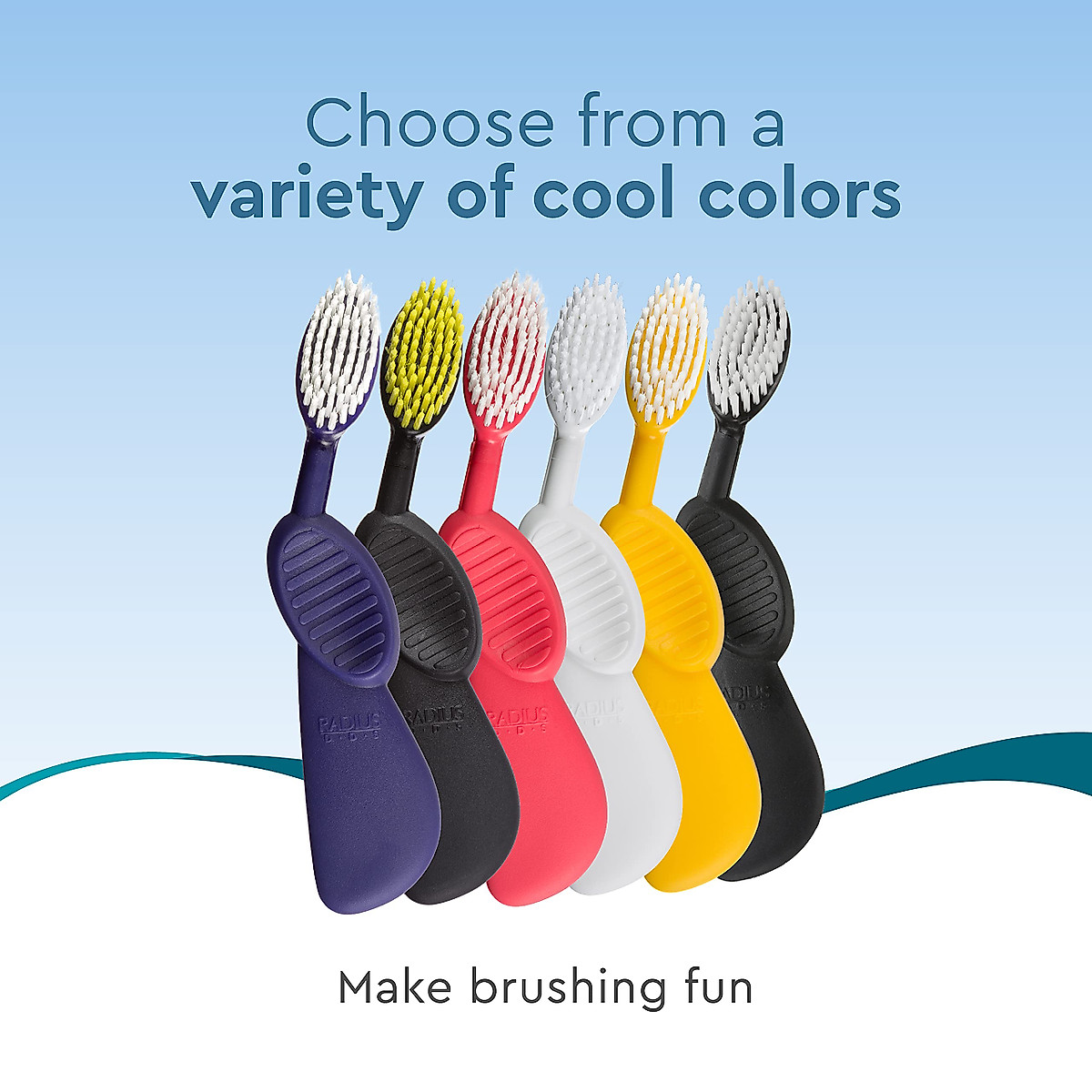 RADIUS Flex Brush with Soft Bristles Toothbrush BPA Free & ADA Accepted Designed to Improve Gum Health & Reduce Issues - Right Hand - Assorted - Pack of 6