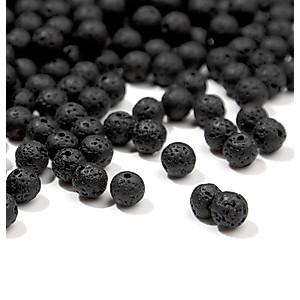 Cousin DIY Natural Black Lava Stone Loose Round 8mm Aromatherapy Beads for Essential Oils and DIY Jewelry Making