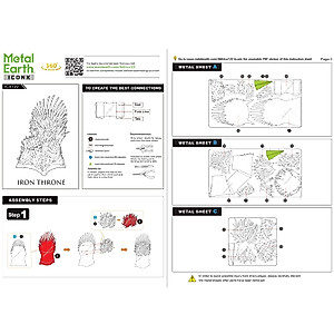 Metal Earth Premium Series Game of Thrones Iron Throne 3D Metal Model Kit Bundle with Tweezers Fascinations