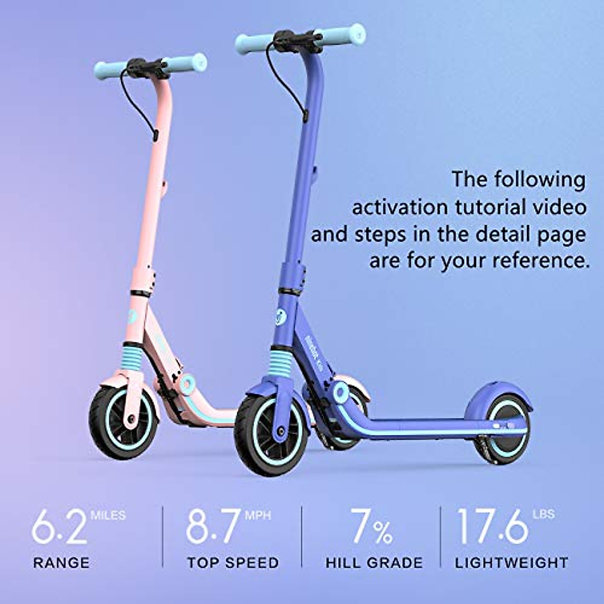 Segway Ninebot ZING E8 Kids Electric Kick Scooter for Boys and Girls,Lightweight and Foldable, New Electric Boost Riding Mode, Blue