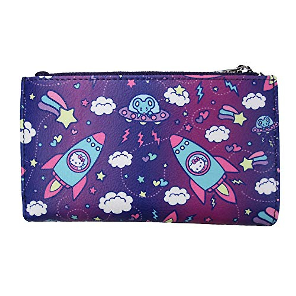 Loungefly x Hello Kitty Spaceship Allover-Print Flap Faux Leather Wallet (Multicolored, One Size)