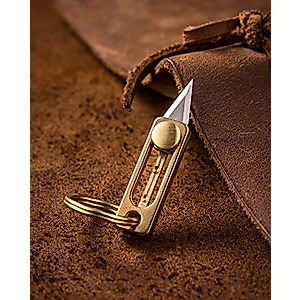SZHOWORLD Ultra Small Brass Utility Knife, EDC Tiny Knife Box Opener with Stainless Steel Blade,Ultra Portable and Compact
