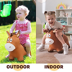 EVERICH TOY Inflatable Bouncy Animals Hopper and Horse for Toddlers 1-3, Ride on Jumping Bounce Toys, Birthday Gift for 18 Months 2 3 4 5 Year Old