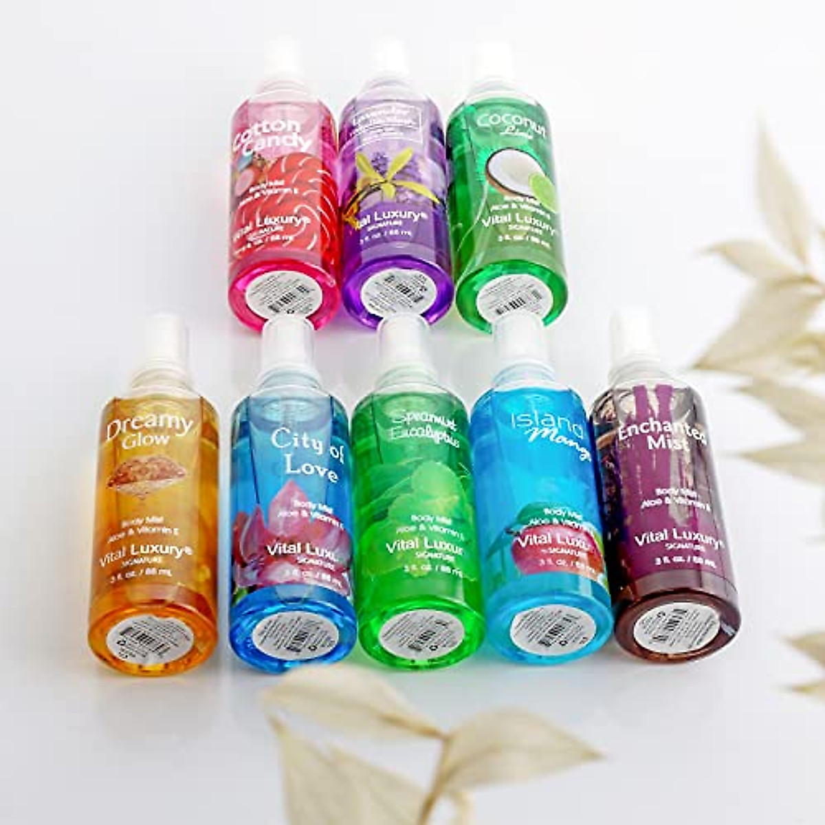 Vital Luxury Body Mist Set, Travel Size Spray Bottle, Long Lasting Perfume Gift Sets, Fragrance Mist for Men & Women, Dreamy Glow, Pack Of 2, 3 Fl Oz Each