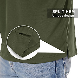 CRYSULLY Men's Combat Loose Fit Polo Shirt Summer Outdoor Fishing Collared Shirt Army Green