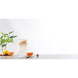 JoyJolt Mixing Glass Pitcher - Alina Ribbed Glassware. 20oz Cocktail Mixing Glass Beaker, Modern Art Deco Cocktail Stirring Glass, Heavy Base Glassware.