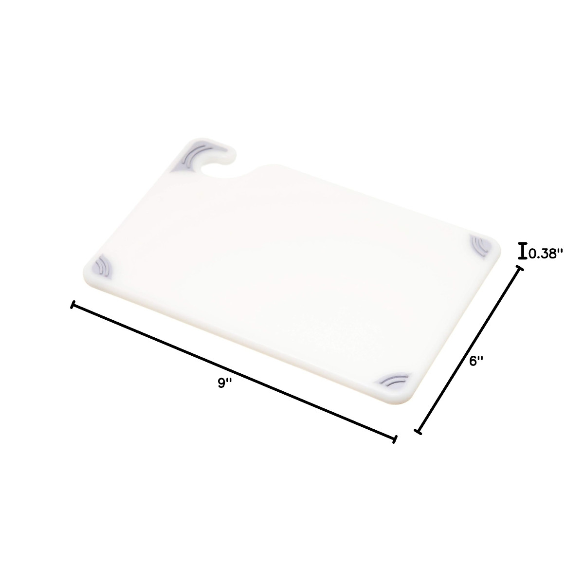 San Jamar Saf-T-Grip Plastic Cutting Board with Safety Hook, 6" x 9" x 0.375", White