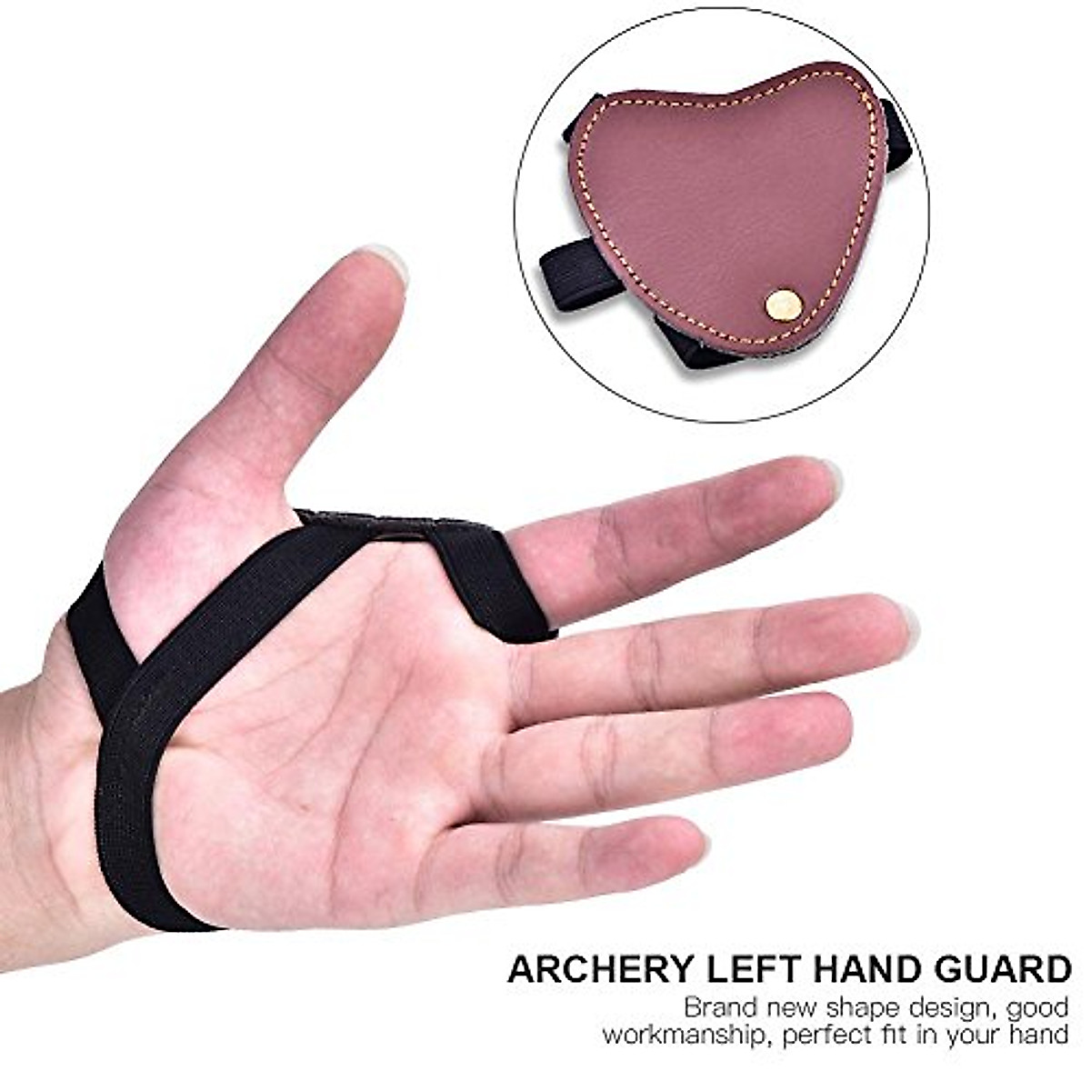 Archery Protective Gloves, Quality Microfiber and PU Archery Finger Hunting Hand Guard Shooting Left hand Protector(Brown)