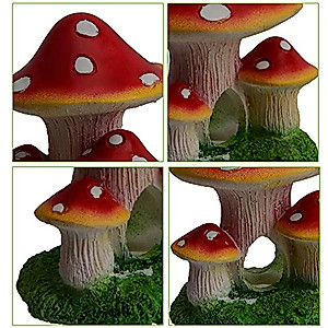 AnRui Mushroom Aquarium Decorations Fish Tank Decor Accessories Resin Landscape Ornament for Small Fish Shrimp Hideout Shelter