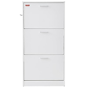 VEVOR Shoe Cabinet with 3 Flip Drawers, Shoe Storage Cabinet for Entryway, Free Standing Shoe Storage Organizer with Side Hooks for Heels, Boots, Slippers in Hallway, Living Room