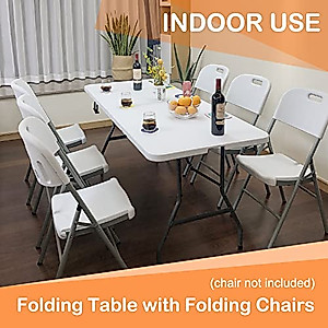BOSOVEL 6ft Folding Table Fold in Half w/Handle White Plastic Heavy Duty for Outdoor & Indoor Party Dining Picnic Camping Wedding BBQ Catering Garden Kitchen Market Events