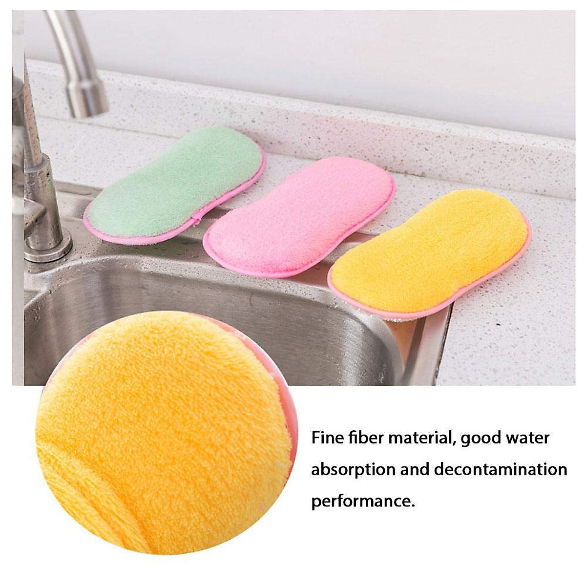 Kitchen Double Side Cleaning Sponges Scouring Pads Household Cleaning Tools Washing Tools for Pans Pots Cookware Pack of 6