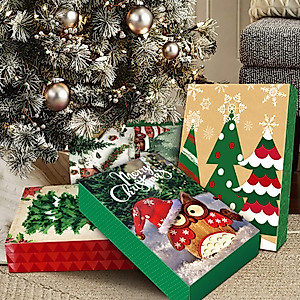 12 Christmas Gift Wrap Boxes Bulk with Lids for Wrapping Extra Large Clothes,12 tissue paper and 80 Christmas Stickers(Assorted size for Shirts, Robes, Coats, Sweaters and xmas Holiday Present)