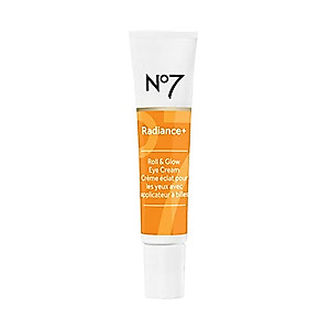 No.7 No7 Radiance+ Roll & Glow Eye Cream - Reviving & Illuminating Under Eye Cream Eye Roller - Color Correcting Vitamin C + Caffeine Eye Cream for Dark Circles, Puffiness & Dullness (15ml)