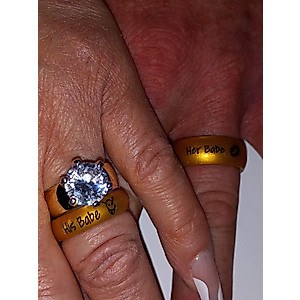 AERA CUSTOMIZED His & Hers Silicone Wedding Band Set - Engrave Any Text, Symbol, Image - Ships Next Day