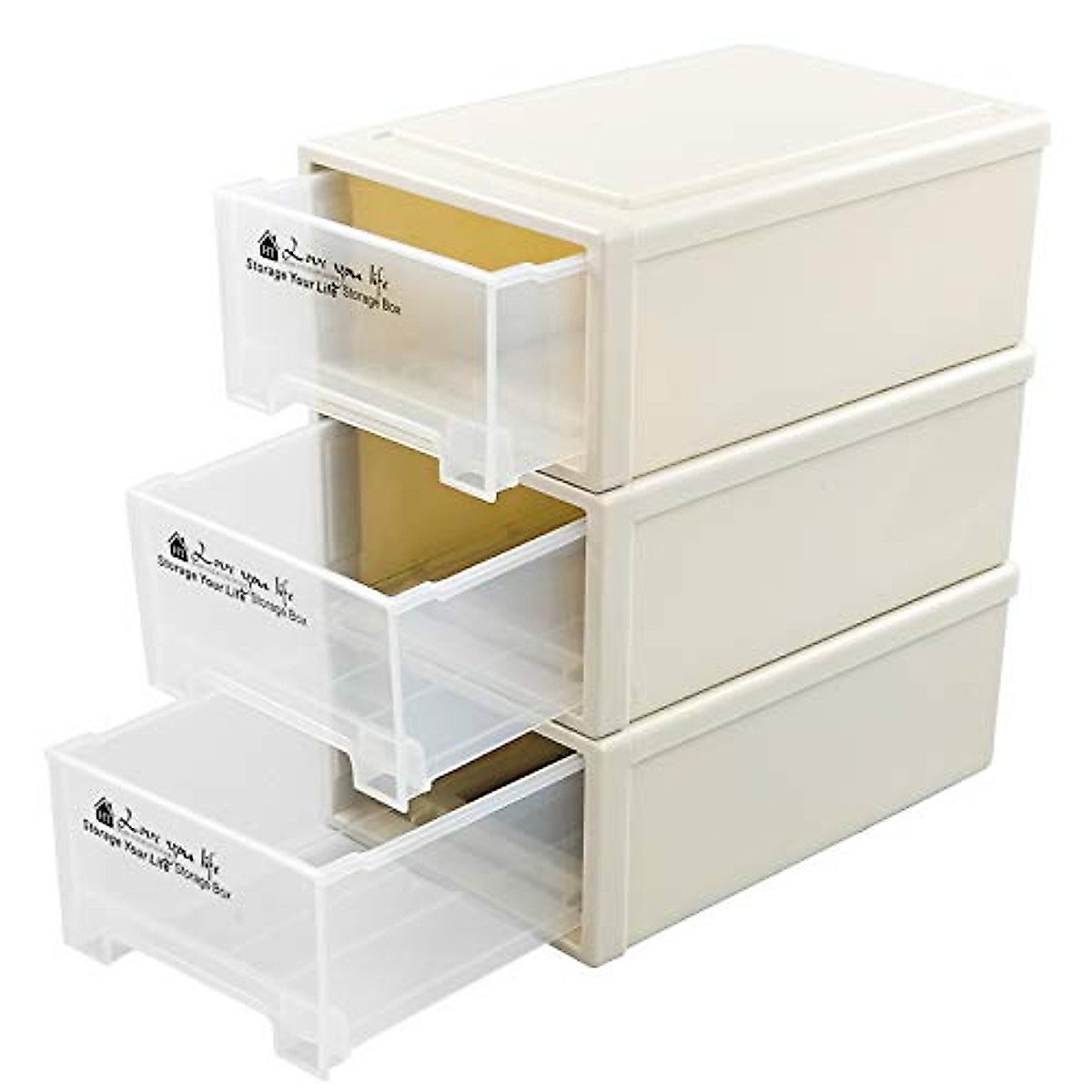 Sosody Plastic Compact Stacking Storage Drawer Unit, 6 Quart, 3 Packs