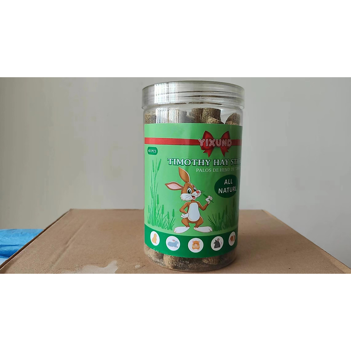 YIXUND Timothy Hay Sticks Treats for Rabbits,40Pcs Bunny Chew Toys Guinea Pig Toys Hamster Toys Molar Teeth Natural Handmade for Chinchilla Rat Gerbil and Other Small Animals