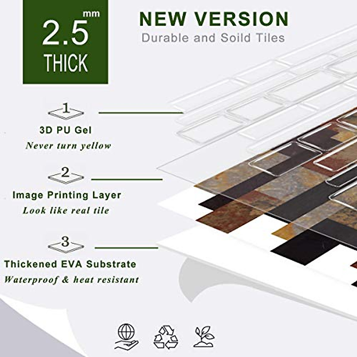STICKGOO Thicker Design Peel and Stick Tile Backsplash, 12”×12”Stick on Backsplash for Kitchen, Self Adhesive Tile Stickers for Kitchen Backsplash and Bathroom(10 Sheets, Gray)