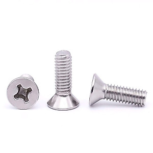 1/4-20 x 1 Flat Countersunk Head Machine Screws, Phillips Drive, 304 Stainless Steel 18-8, Full Thread, Coarse Thread UNC, 25 PCS