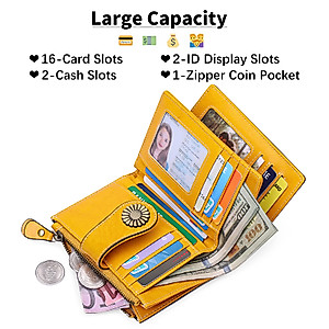 SENDEFN Small Womens Wallet Leather Bifold Card Holder RFID Blocking with Zipper Coin Pocket