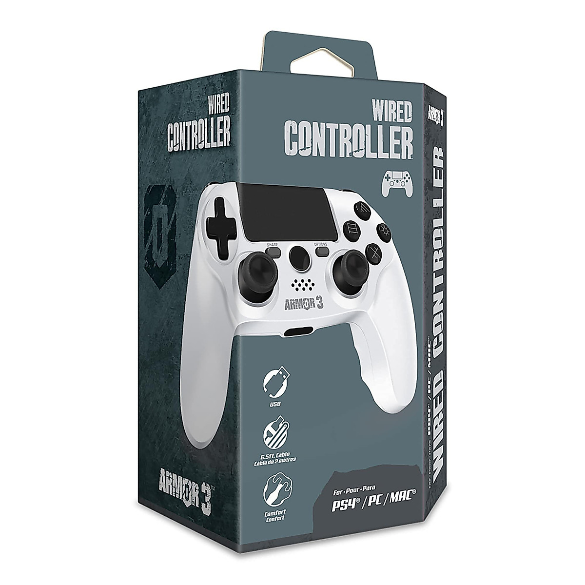 Armor3 Wired Game Controller for PS4/ PC/Mac (White) - PlayStation 4