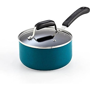 Cook N Home Nonstick Saucepan with Glass Lid 1.5 qt, Non-Stick Cookware Sauce Pan Multi-Purpose Cooking Pot, Induction Compatible, Turquoise