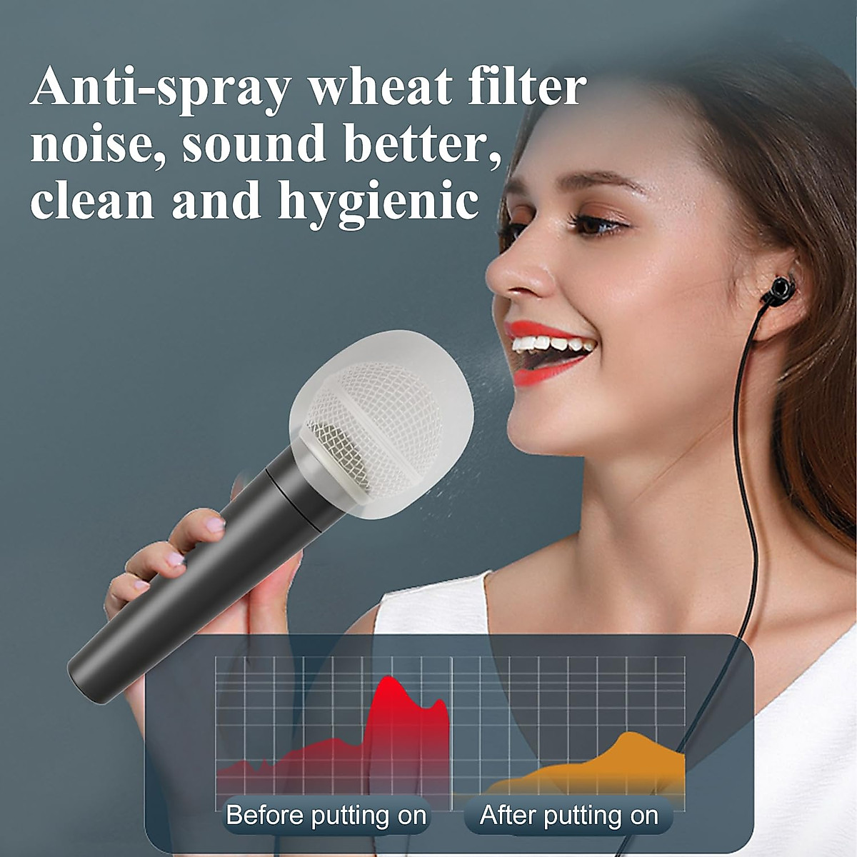 Fielect Microphone Cover Sponge Foam Mic Cover Handheld Microphone Windscreen Shield Protection Mic Foam Filter Cover White for Karaoke DJ, KTV, Broadcasting