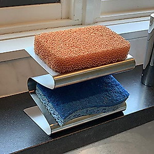 Fox Run Good/Evil Sponge Shelf and Holder, One Size, Stainless Steel