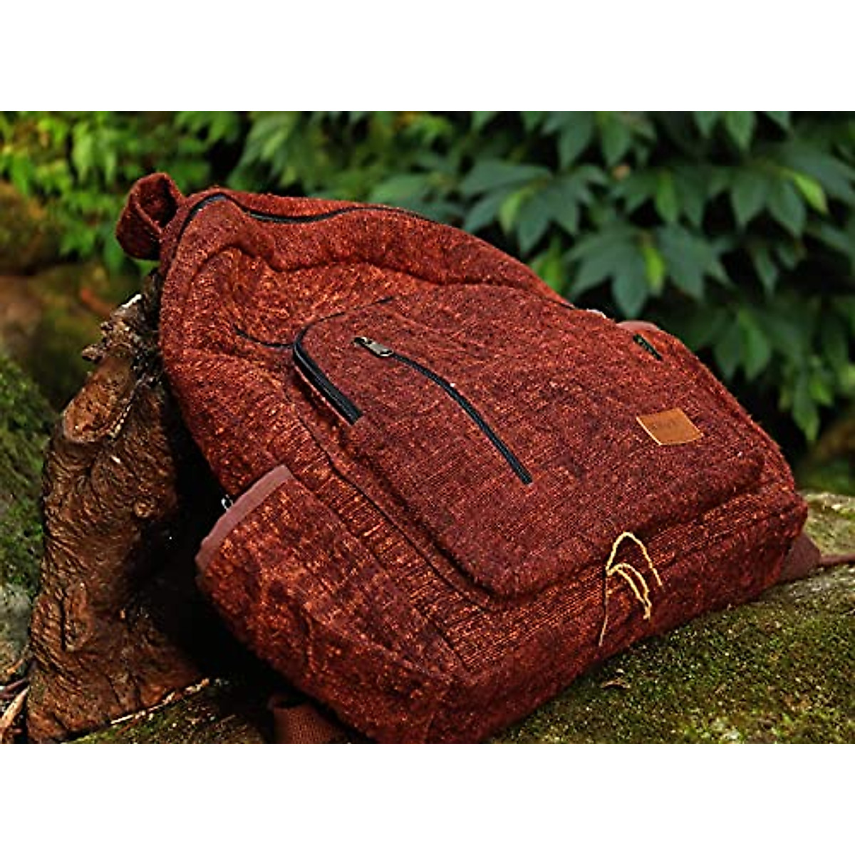KHUSI Durable Natural Organic Hemp Backpack - Strong Premium Quality Construction & Large Storage Travel Size Design Shoulder Bag - Perfect for Traveling School Laptop Carrying Usage
