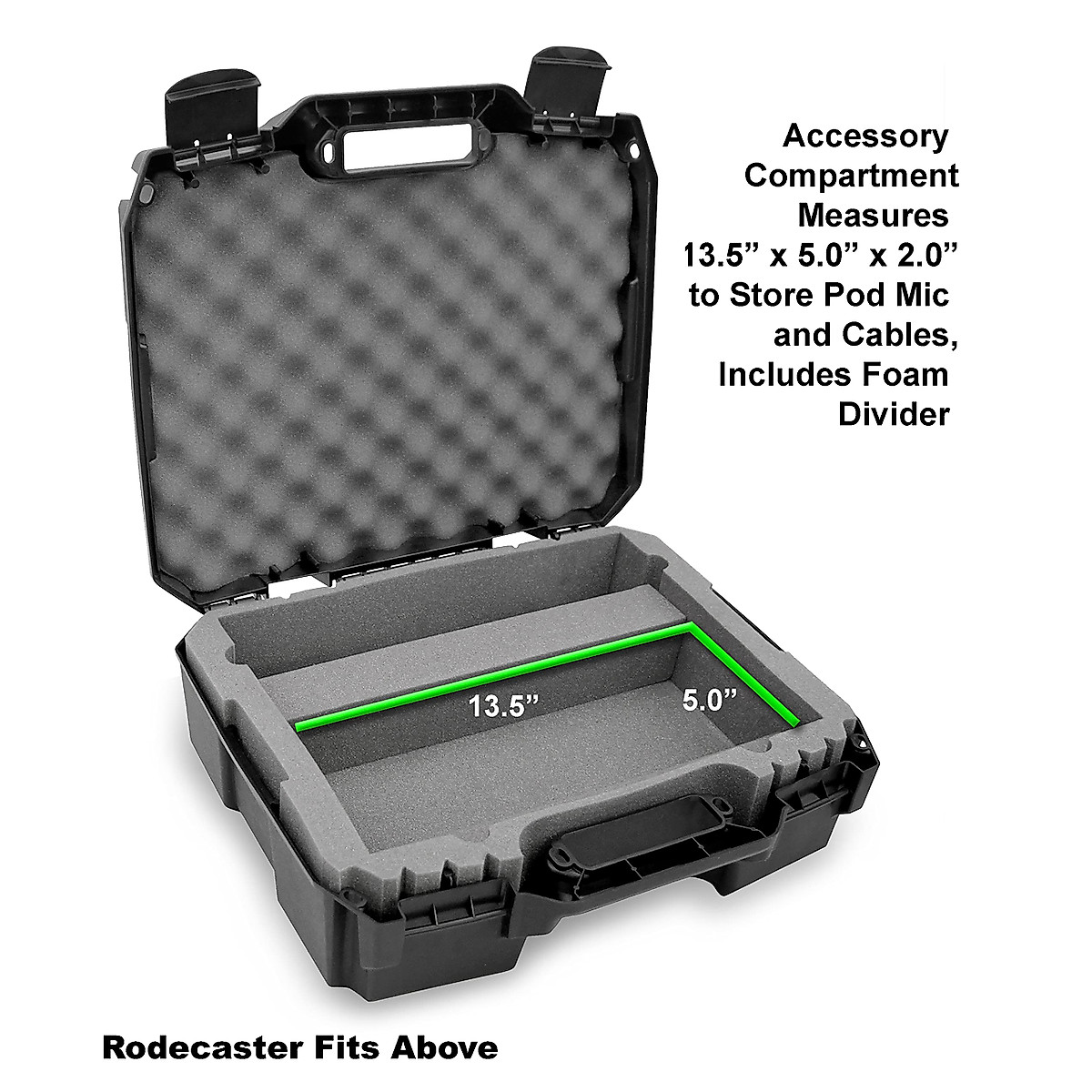 CASEMATIX Podcast Equipment Hard Case Compatible With RodeCaster Pro, Podcasting Microphone and Podmic Audio Mixer Accessories - Impact Absorbing Padded Foam Protection
