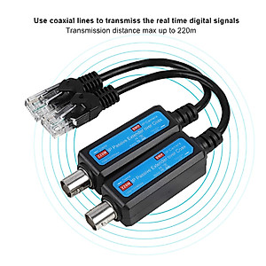 Tiiyee IP Passive Extender Ethernet Over Coax, Passive IP Network Coaxial Transmitter Receiver Extender for IP NVR Camera