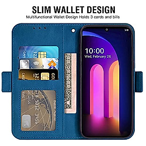 Asuwish Compatible with LG V60 ThinQ V60ThinQ 5G G9 Thin Q Wallet Case and Tempered Glass Screen Protector Leather Flip Cover Card Holder Cell Accessories Phone Cases for LGV60 V 60 60ThinQ 60V Blue
