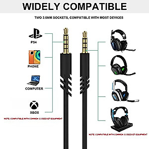 Tobysome Replacement A10 A40 A30 Cable Cord Wire for Connect Astro A10 Astro A40 Gaming Headset to Xbox One,Playstation 4 PS4 Controllers,Smartphone,MixAmp with 3.5mm Aux Jack(2M,with Volume Control)