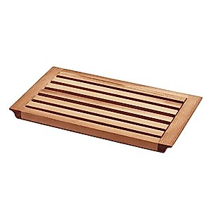 Bisetti Beech Wood Rectangular Cutting Board For Bread, 15 x 8.7", Brown