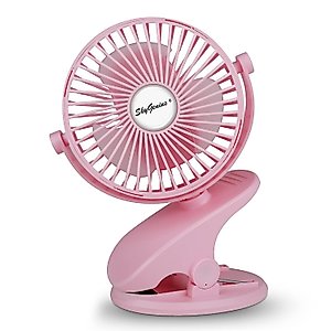 SkyGenius Battery Operated Clip On Baby Stroller Fan (Pink)