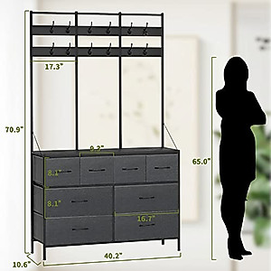 SENSWEET Clothes Rack Heavy Duty Clothing Rack, Clothes Rack with 8 Drawers and 12 Shelves, Clothing Rack Loads 350 LBS Capacity, Portable Adjustable Clothes Rack for Hanging Clothes