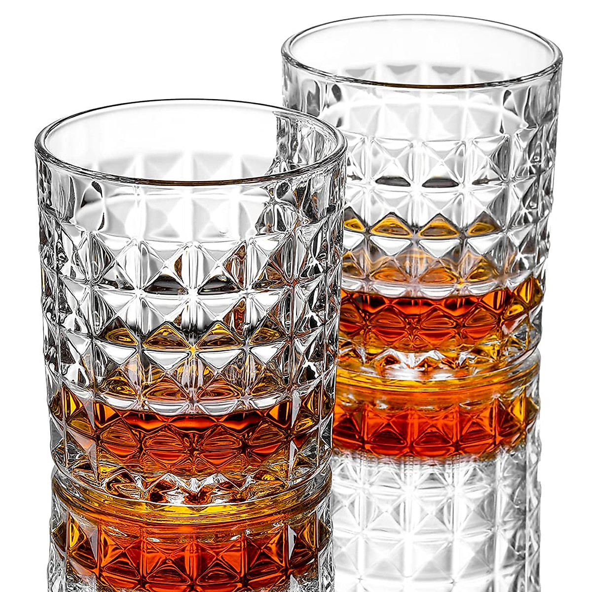 Whiskey Glasses Set of 2, 10.5 oz Old Fashioned Rocks Glass Whiskey Tumblers Home Bar Drinks Bourbon Scotch Lowball Glass, Rum, Whiskey Glassware and Cocktail Glasses(10.5OZ-2)