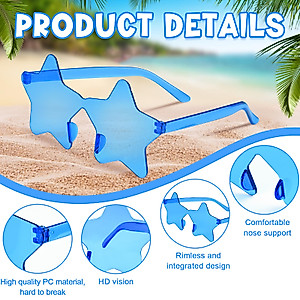 BOUBONI 24 Pack Star Sunglasses Bulk Colorful Rimless Glasses Transparent Candy Color Sunglasses for Adult Kids Ideal Bachelorette Movie Party Favor（12 Colors）