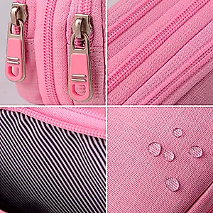 Expandable Pencil Case,Large Pencil Pouch for Boys Teen Girls;Canvas Three Zipper Multifunction Soft Fabric Pen Bag for School by Only WarmPink