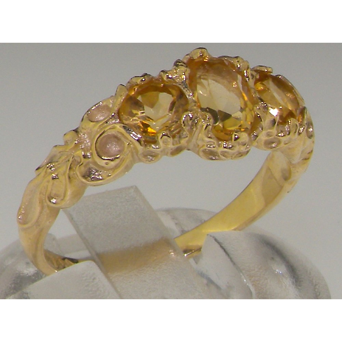 LetsBuyGold 10k Yellow Gold Real Genuine Citrine Womens Band Ring - Size 7