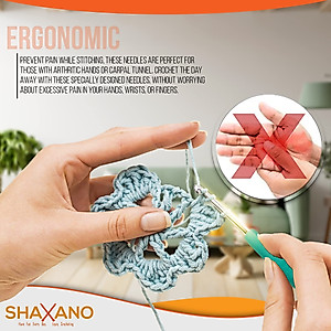 SHAXANO 86 Pcs Crochet Kit - 9 Ergonomic Soft Grip Crochet Hooks & 12 Aluminum Hooks for Beginners & Experienced Crafters, Includes 65 Crochet Accessories for Knitting & Crocheting