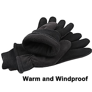 OZERO Winter Gloves Deerskin Leather Thermal Ski Glove Insulated Fleece for Snow Skiing Driving Cycling Hiking Runing Hand Warmer in Cold Weather for Men and Women Large Black