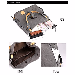 Eamom Tote Bag for Women Aesthetic Convertible Backpack Canvas Shoulder Bag School Tote Bag (Gray)