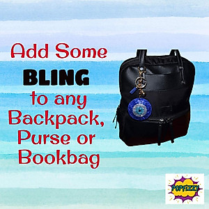 Popfizzy Evil Eye Keychain for Women Crystal Bag Charm Bling Purse Charm Crystal Backpack Clip for Girls Car Keyring